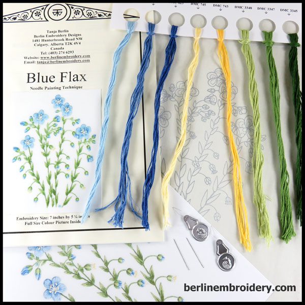 Needle Painting Blue Flax Kit – Berlin Embroidery Designs