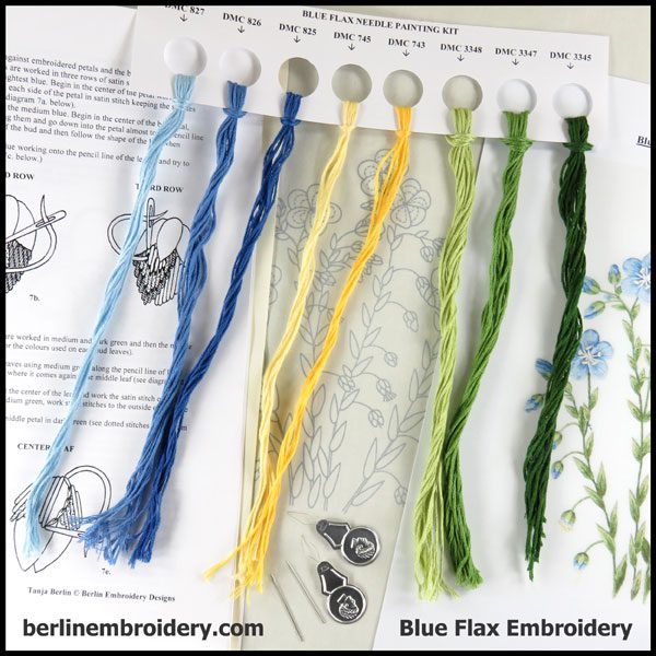 Needle Painting Blue Flax Kit – Berlin Embroidery Designs