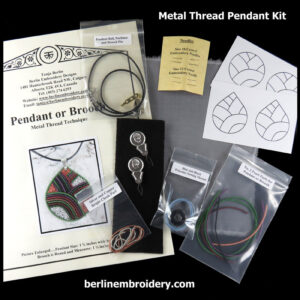 Pendant – Metal Thread Pendant Kit – Berlin Embroidery Designs
