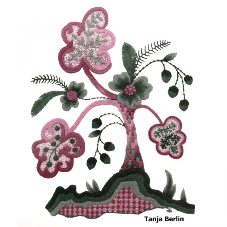 Jacobean Tree with Bird Kit – Discontinued – Berlin Embroidery Designs