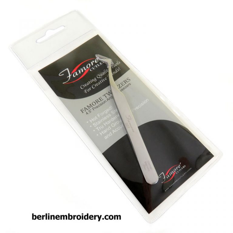 Tweezers – Famore Precision Angled Tip – Berlin Embroidery Designs